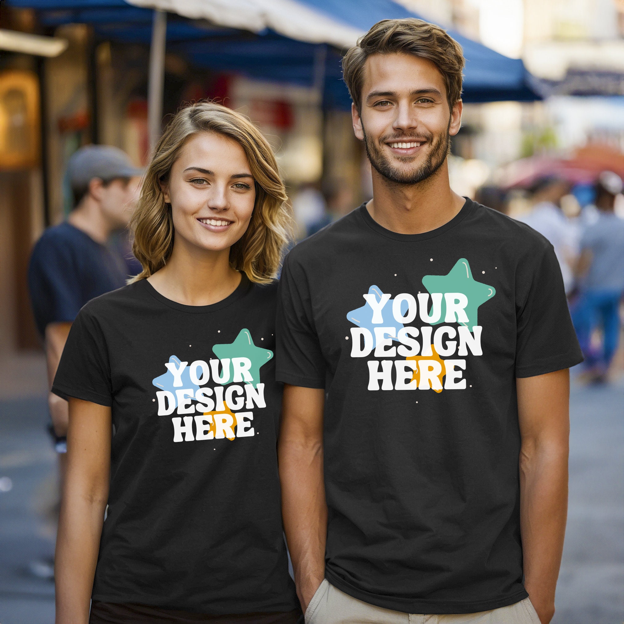 Gildan 5000 Couples in Black, Bundle of 10 T-shirt Mock Ups, All Usable ...