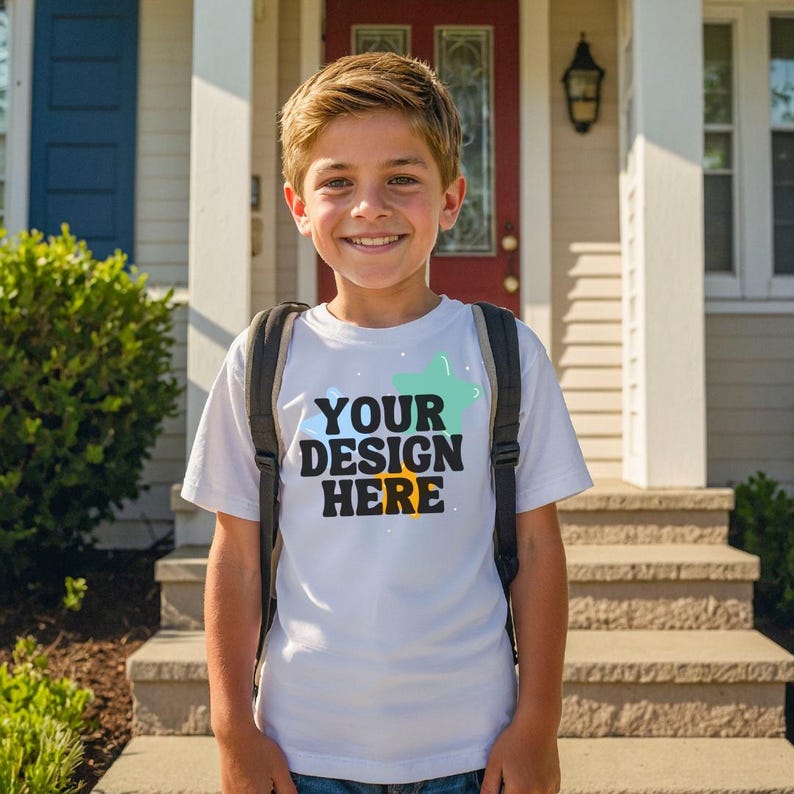 6 Back to School Boys Girls White T-shirt Mock Ups Bundle New 2024 ...