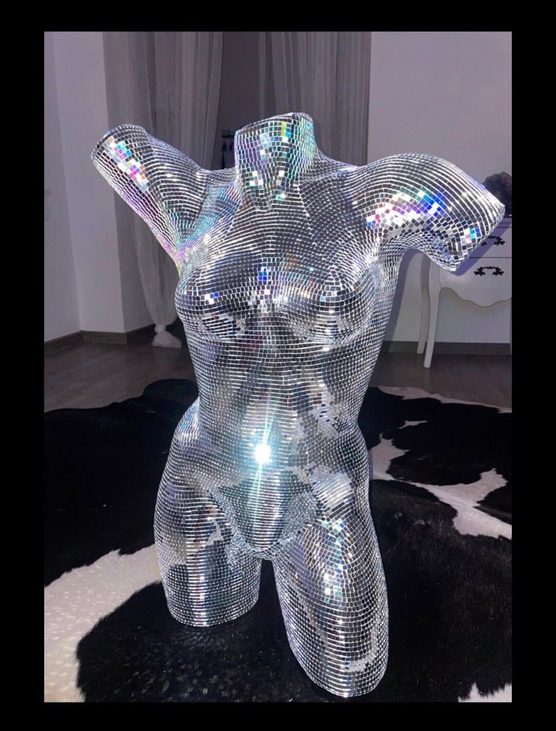 Mirror Glass Sculpture. Glass. Discoball Art. Glitter. Handwork. Mirror ...