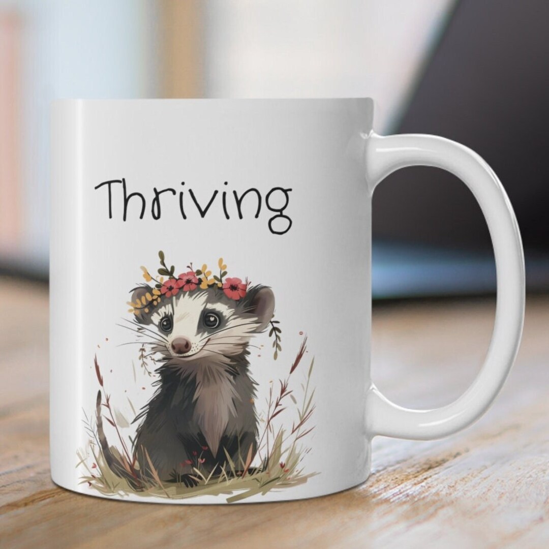 Thriving Mug, Thrive, Positive Mug, Cute Animal, Animal Mug, Flower Mug ...