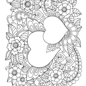 Valentine's Day Colouring Sheets for Adults or Children Mindfulness ...
