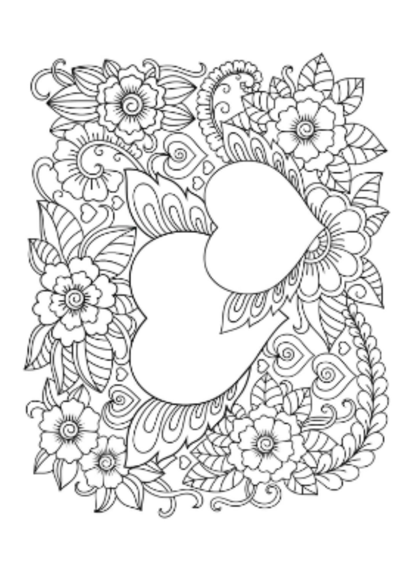 Valentine's Day Colouring Sheets for Adults or Children Mindfulness ...