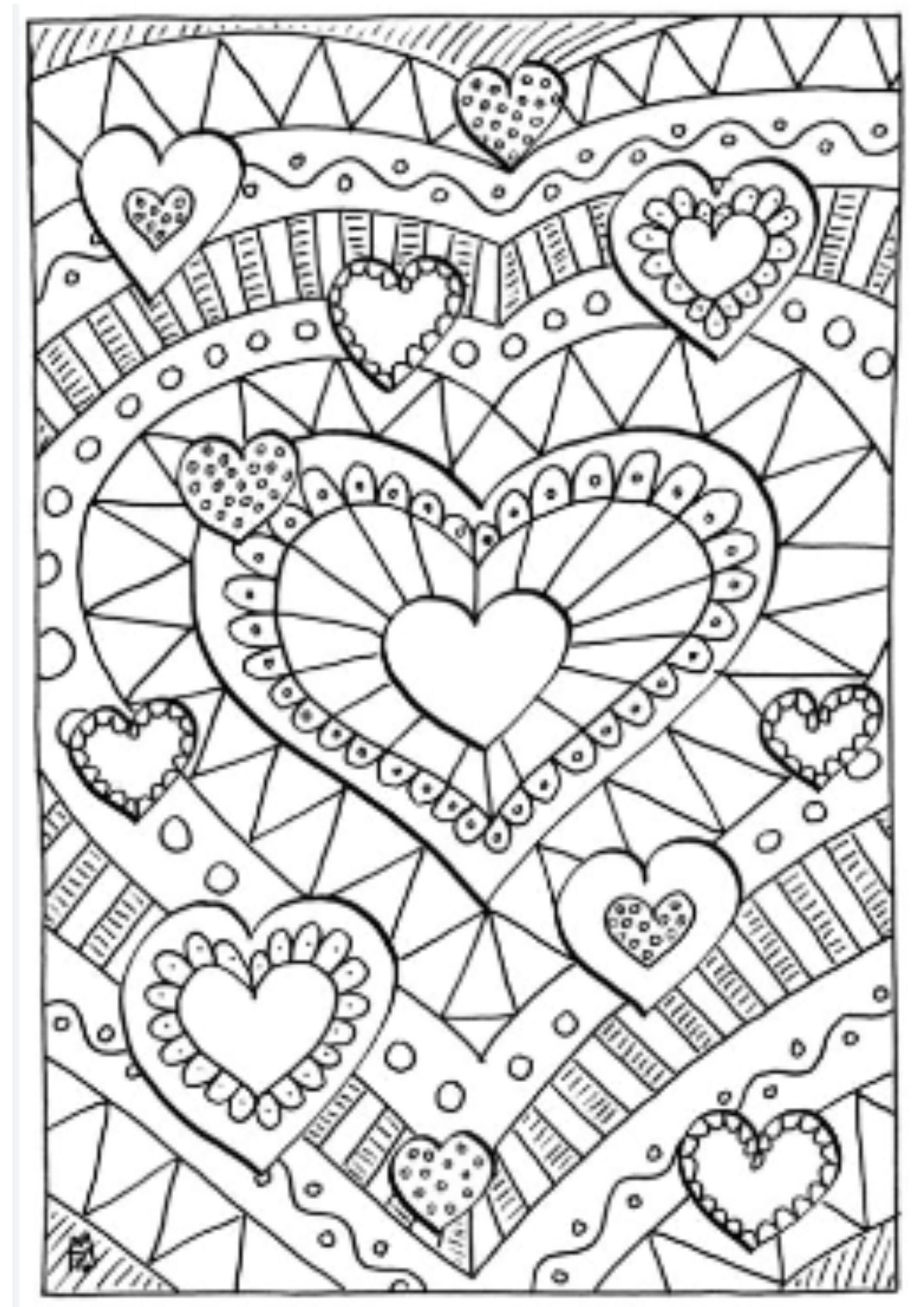 Valentine's Day Colouring Sheets for Adults or Children Mindfulness ...