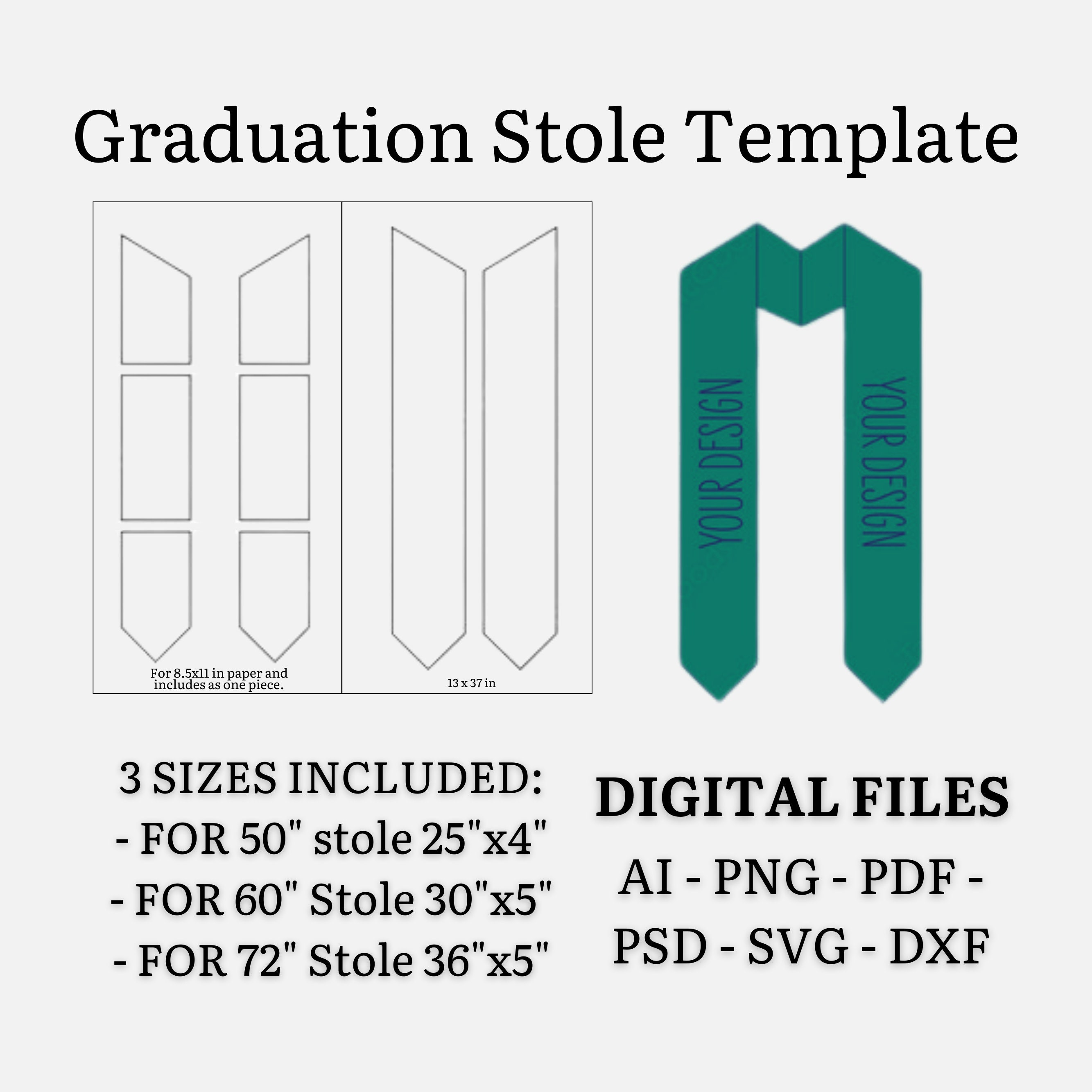 Graduation Stole Template, Graduation Stole Svg, Stole Template ...