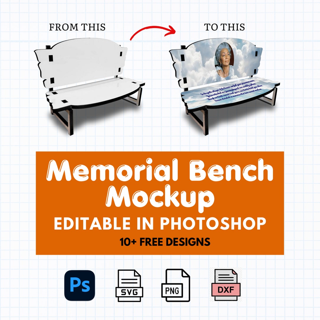Memorial Bench PSD Mockup, Sublimation Memorial Bench Design, Memorial ...