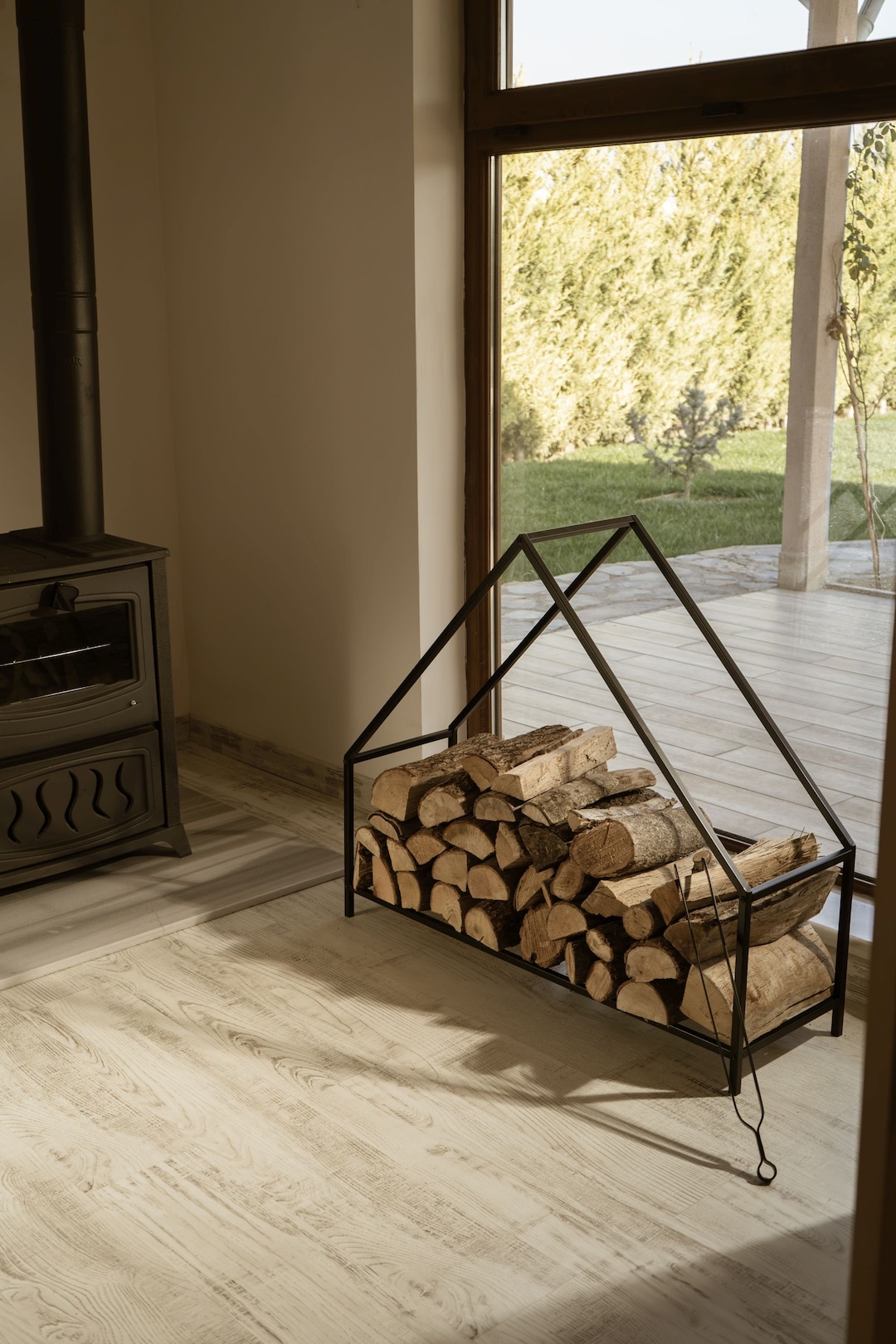 House Shaped Firewood Rack, Firewood Rack, Log Holder, Wood Storage ...