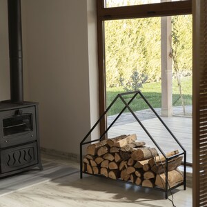 House Shaped Firewood Rack, Firewood Rack, Log Holder, Wood Storage ...