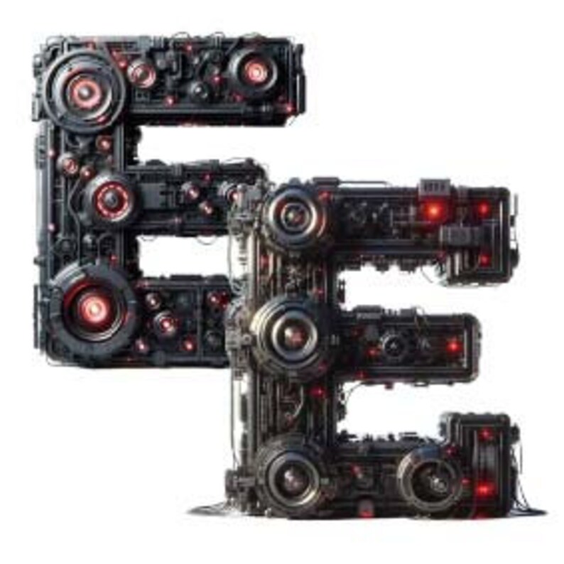 PNG Mechanical Letters Cyberpunk Style Letter Letters A to Z, Numbers 0 ...