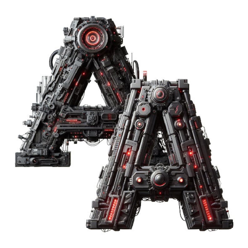 PNG Mechanical Letters Cyberpunk Style Letter Letters A to Z, Numbers 0 ...