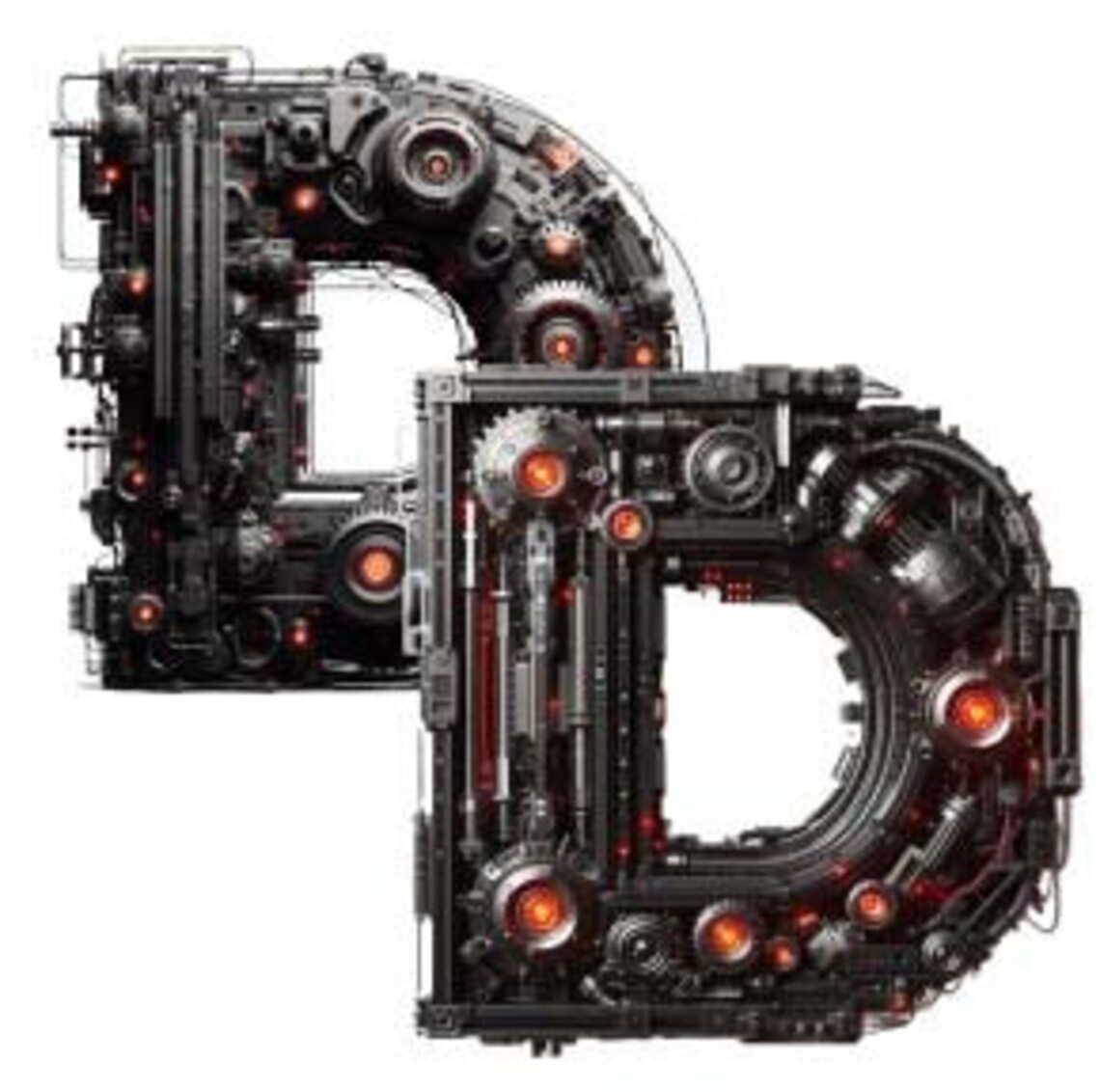 PNG Mechanical Letters Cyberpunk Style Letter Letters A to Z, Numbers 0 ...