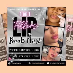 Lip Fillers Flyer, Botox Fillers Instagram Post, Digital Templates Lip ...