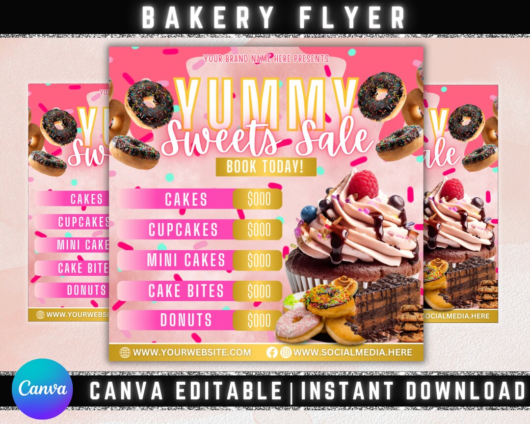 Bakery Flyer, DIY Flyer Template Design, Tasty Pastry Flyer, Sweet ...