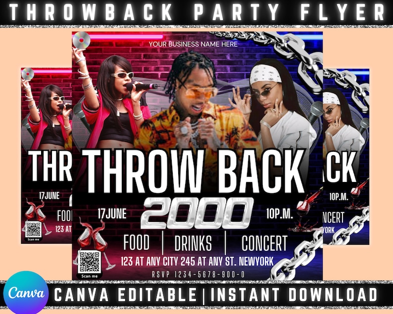 2000's Throwback Party Flyer, Old School, Hip Hop Flyer, Event Club ...