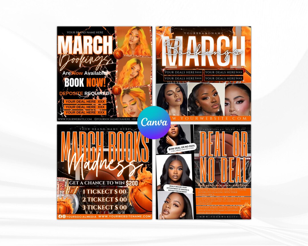4X March Bookings Bundle Flyer, DIY Flyer Template Design, March ...