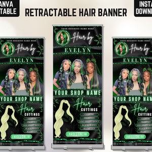 DIY Retractable Beauty Hair Banner Template, Acuity Hair Banner, Canva ...