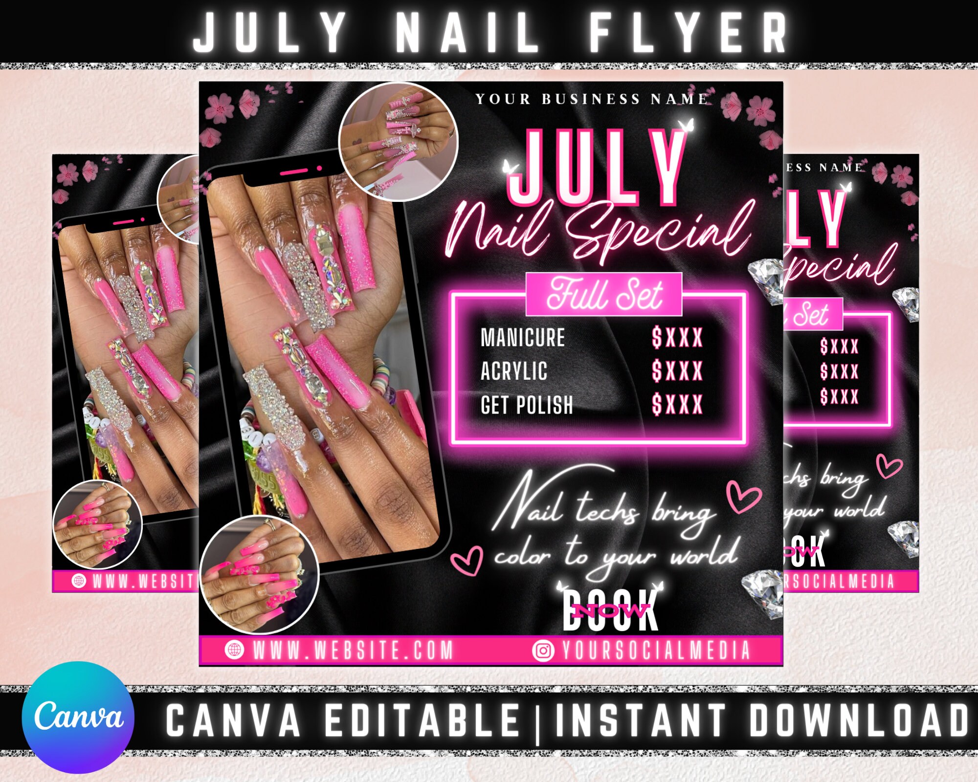 Nail Booking Flyer, Nail Flyer, Nail Tech Flyer, Nail Appointments ...