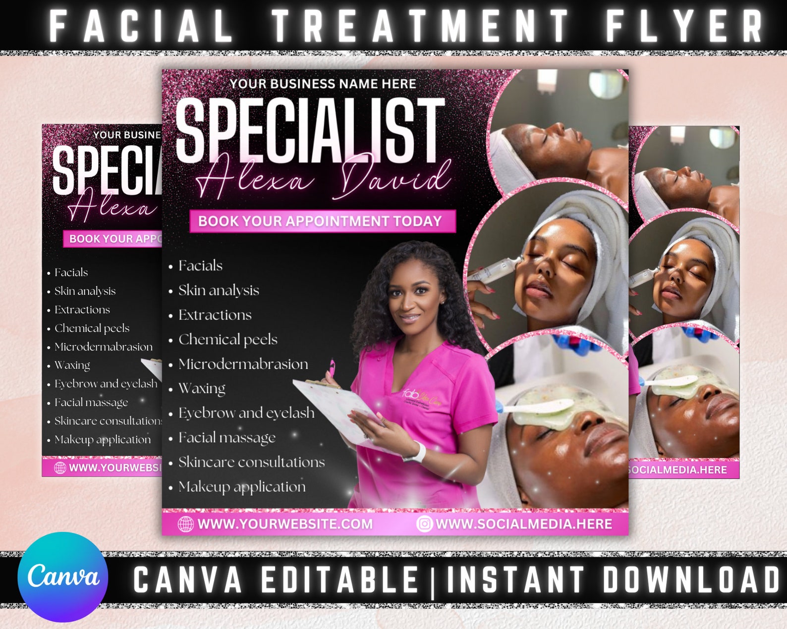 Esthetician Flyer, DIY Flyer Template Design, Skin Care Services Flyer ...