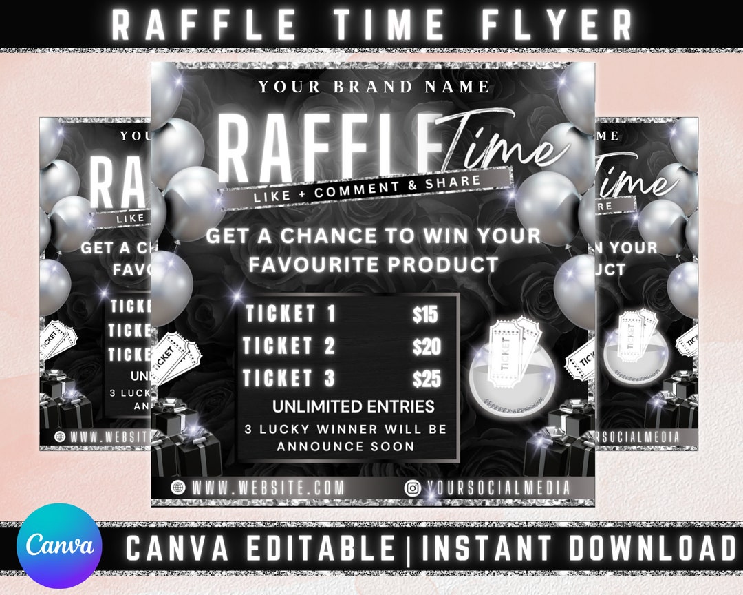 Raffle Flyer, DIY Giveaway Flyer, Raffle Ticket Flyer, Prize Flyer ...