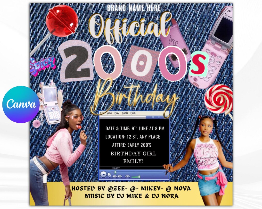 Official 2000's Birthday Bash | Y2K Party Invitation | Early 2000s ...