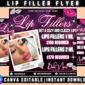 Lip Fillers Flyer, Botox Fillers Instagram Post, Digital Templates Lip ...