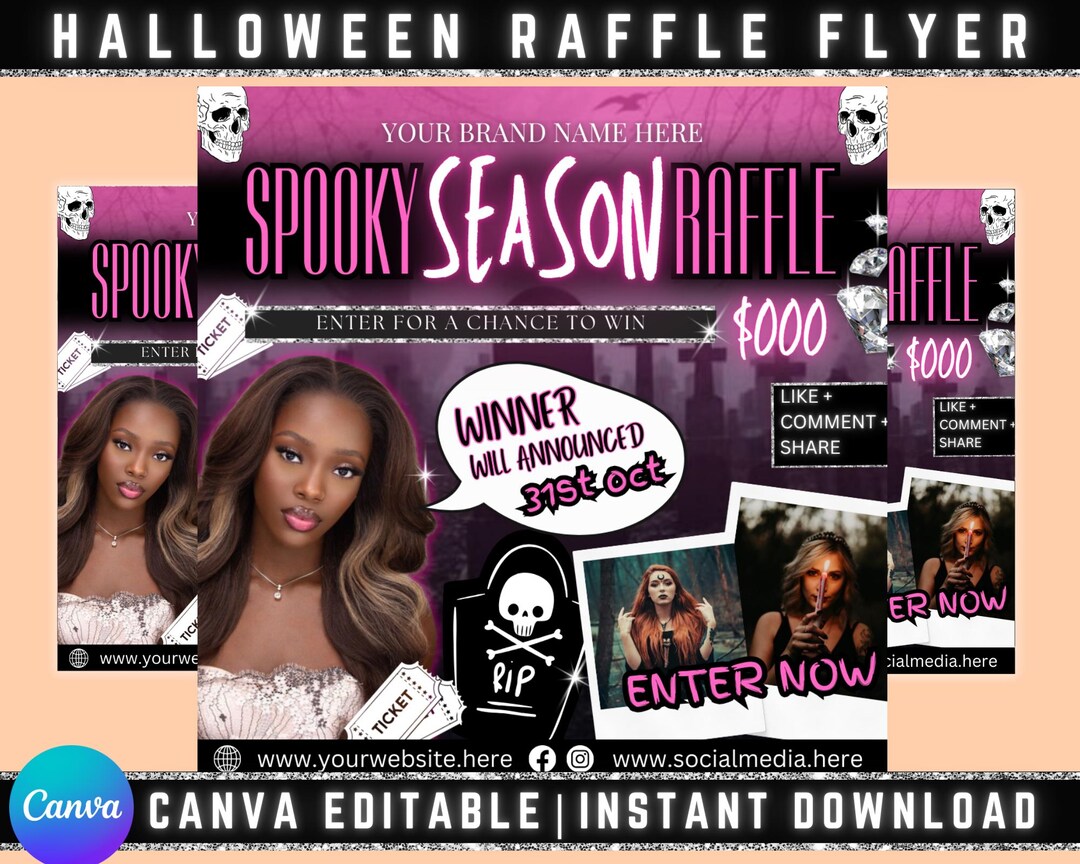 Halloween Raffle Flyer, Halloween Giveaway Flyer, October Raffle ...