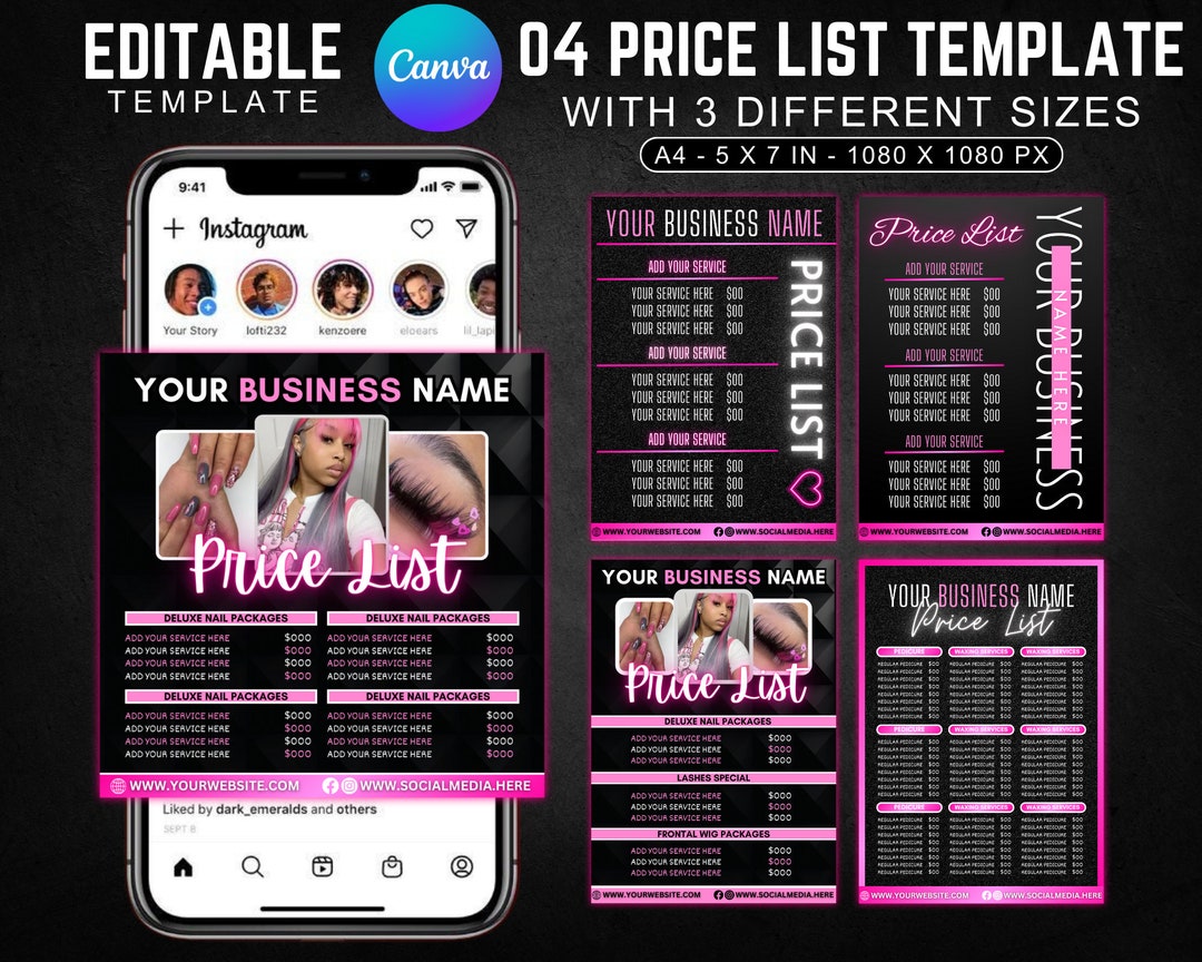 Price List, Price List Template, DIY Small Business Pricing Guide Sheet ...