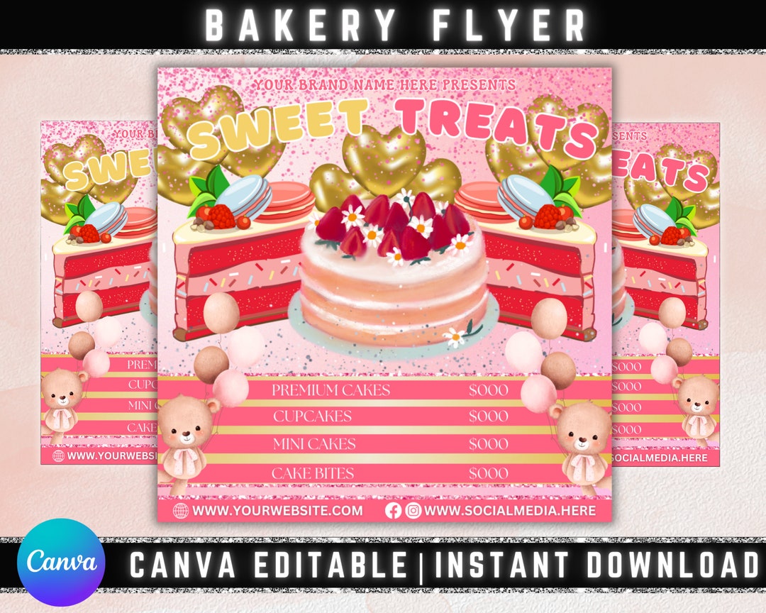 Bakery Flyer, Bake Sale Flyer, Sweet Treats Flyer, Dessert Flyer, Bake ...
