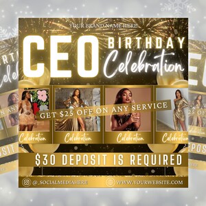 CEO Birthday Flyer, DIY Flyer Template Design, Celebration Flyer, Sale ...