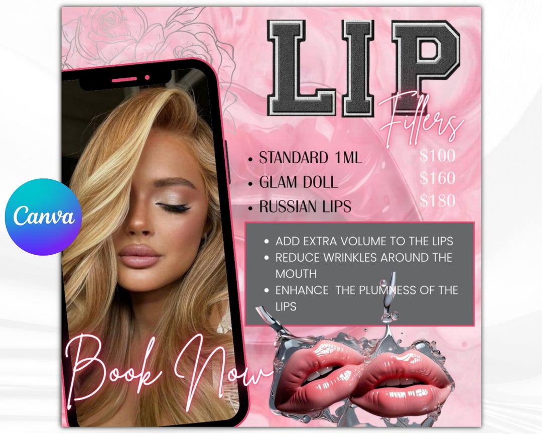 Editable Lip Flyer, Editable Social Media Flyer, Hyaluron Pen ...
