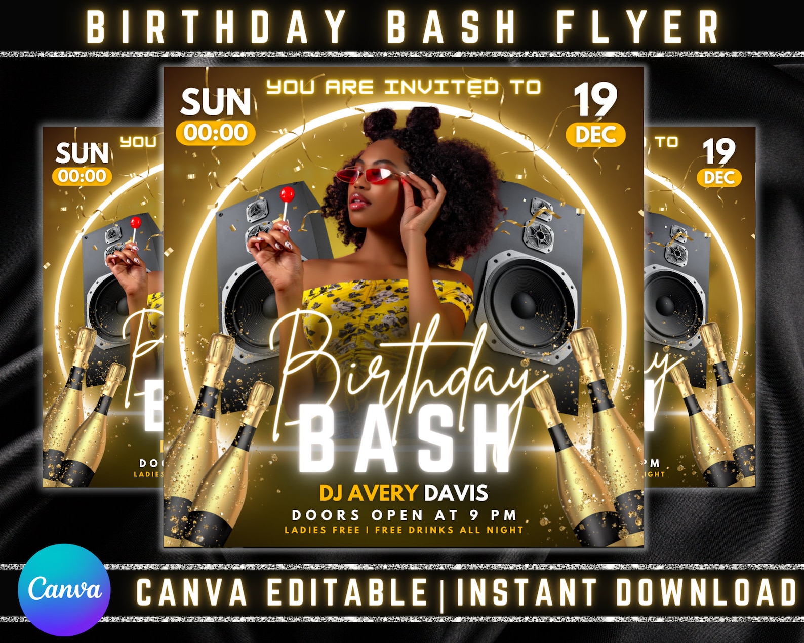 Birthday Bash Flyer, DIY Flyer Template Design, Birthday Party Flyer ...
