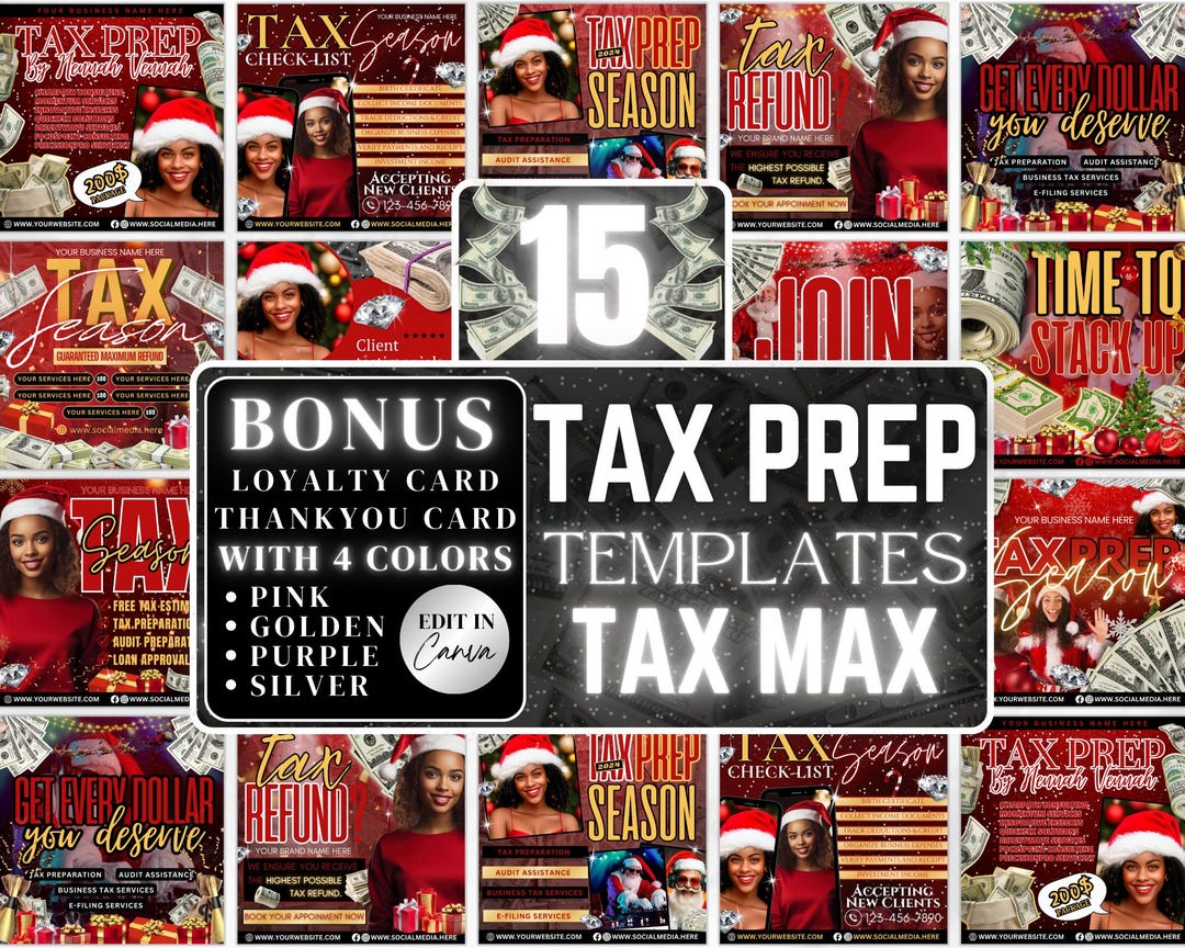 15 Christmas Tax Prep Bundle, Christmas Tax Prep Flyer, Tax Prep Flyer ...