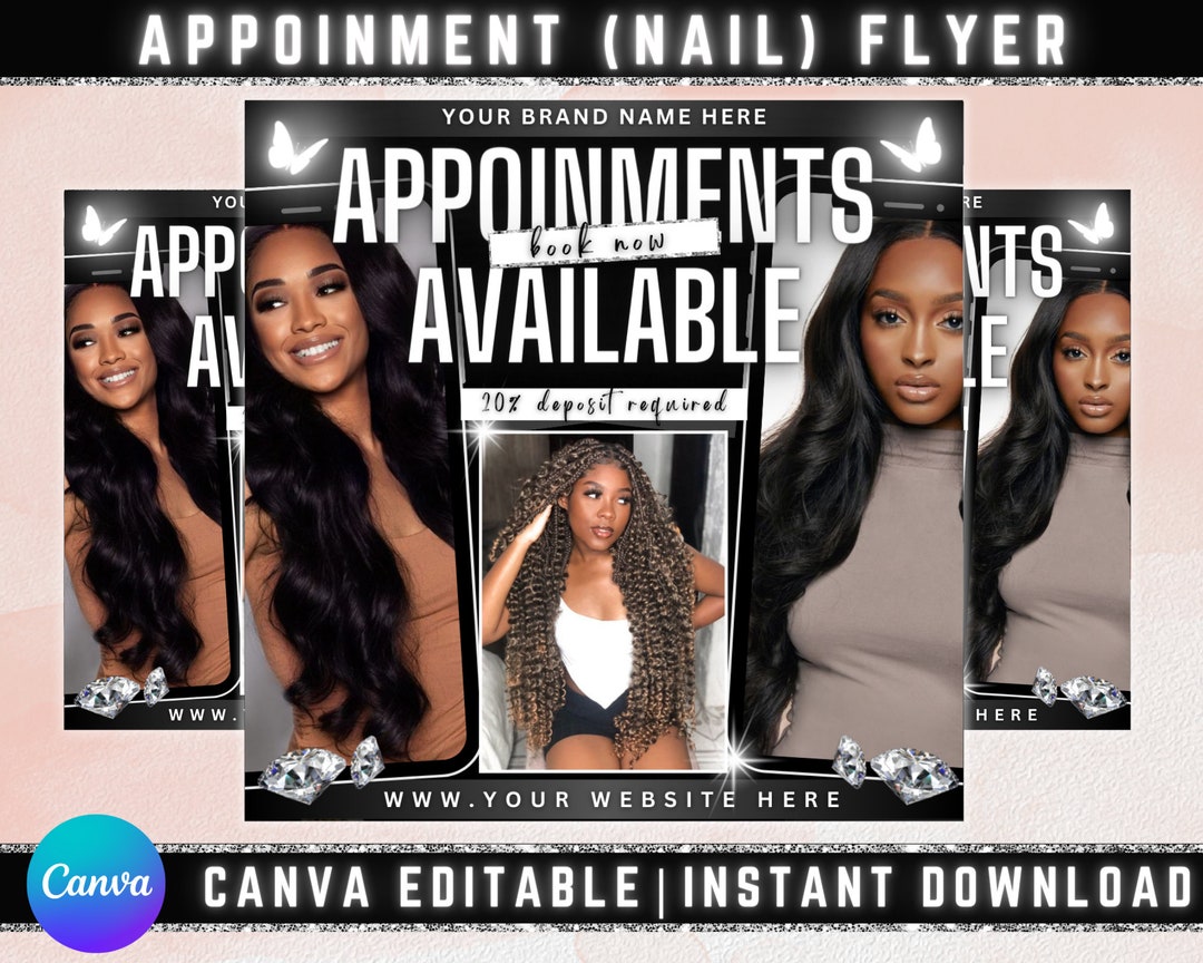 Hair Appointment Flyer, Book Now Flyer, Appointment Flyer, Walk Ins ...
