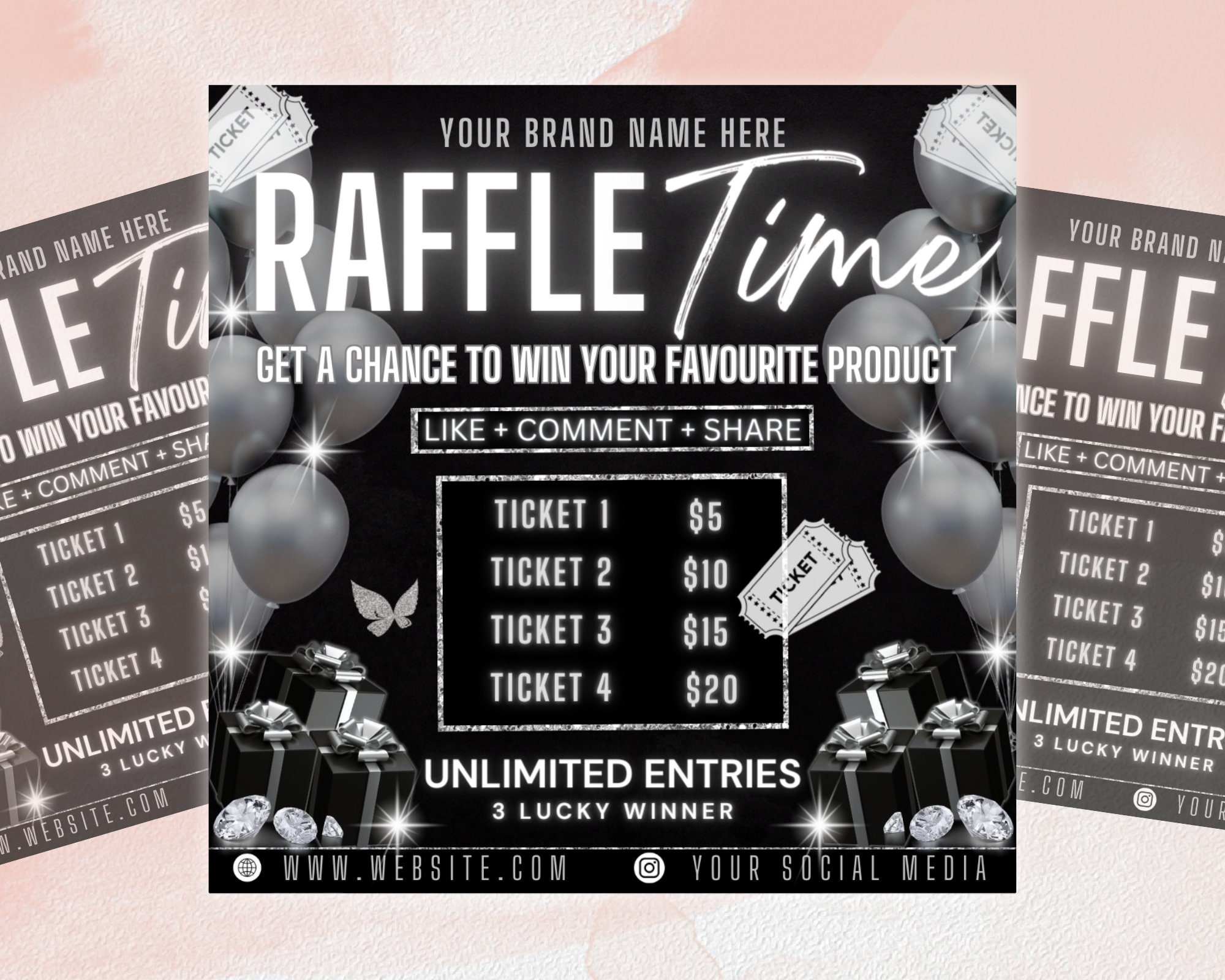 Raffle Flyer, DIY Giveaway Flyer, Raffle Ticket Flyer, Prize Flyer ...