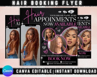 Editable Book Now Flyer, DIY Appointments Available Template, Premade Flyer Template, Hair ...