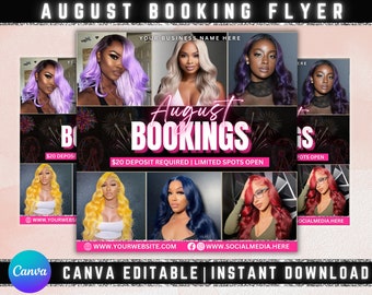 August Booking Flyer, DIY Flyer Template Design, August Appointment ...