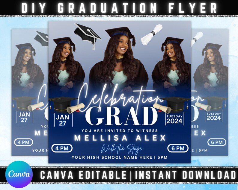 Graduation Flyer, DIY Flyer Template Designs, Grad Announcement Flyer ...