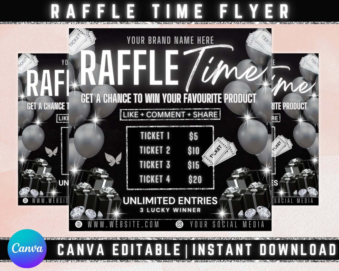 Raffle Flyer, DIY Giveaway Flyer, Raffle Ticket Flyer, Prize Flyer ...