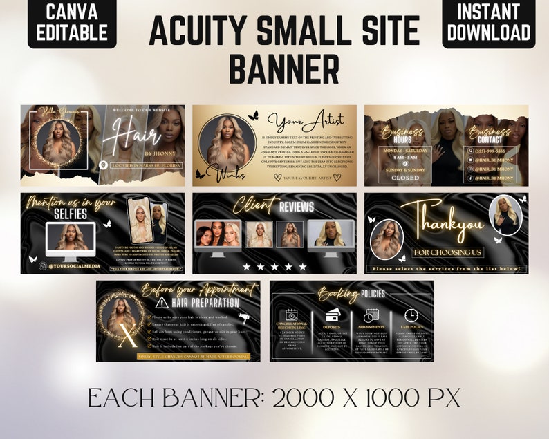 DIY Retractable Beauty Hair Banner Template, Acuity Hair Banner, Canva ...