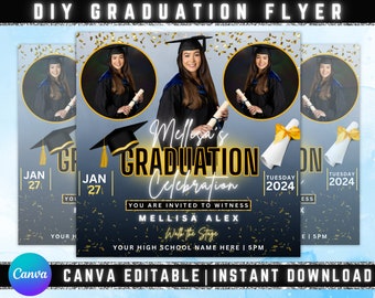 Graduation Flyer, DIY Flyer Template Designs, Grad Announcement Flyer ...