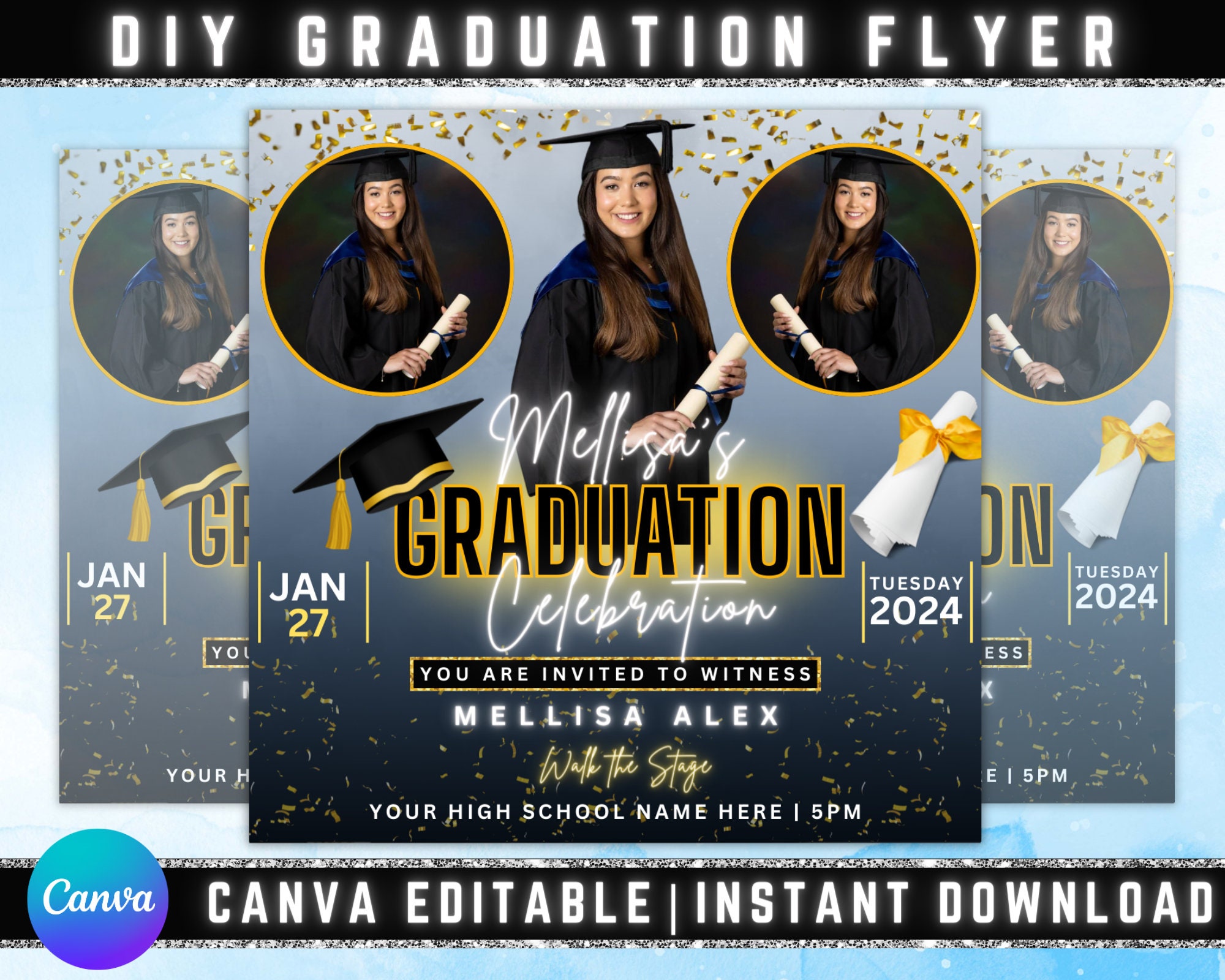 Graduation Flyer, DIY Flyer Template Designs, Grad Announcement Flyer ...