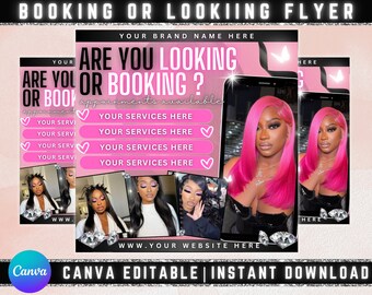 Booking or Looking Flyer, Hair Deals Flyer, Hairstylist Flyer, Monthly ...