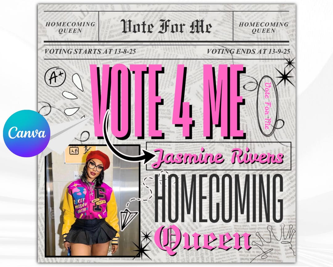 DIY Homecoming Election Flyer Template: Queen & King Vote (canva ...