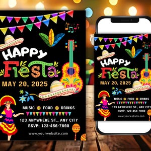 Fiesta Birthday Party Invitation Template, Mexican Birthday Invitation ...