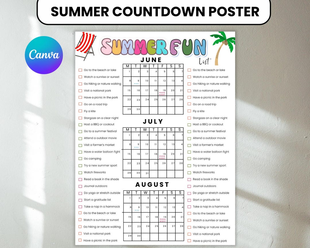 PRINTABLE Summer Countdown Poster, 2025, Summer Countdown, Summer ...