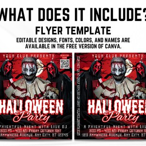 Editable Halloween Party Flyer Template, Social Media, Canva, Spooky ...