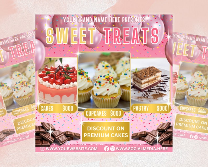 Bakery Flyer, DIY Flyer Template Design, Tasty Pastry Flyer, Sweet ...