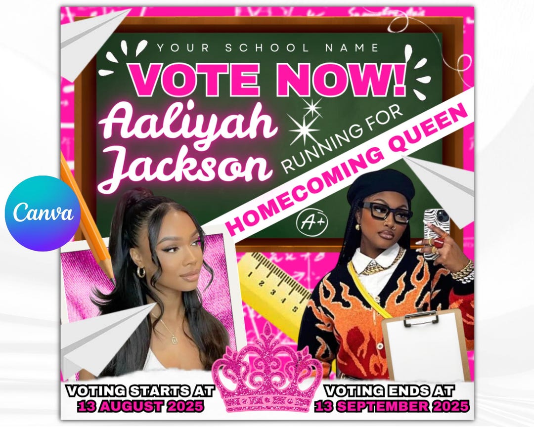 DIY Homecoming Election Flyer Template: Queen & King Vote (canva ...