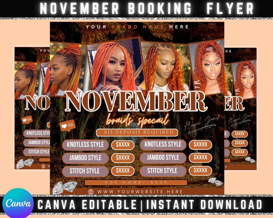 November Booking Flyer, November Books Are Open, November Booking ...