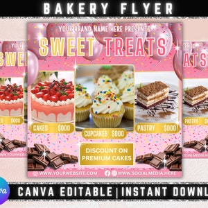 Bakery Flyer, DIY Flyer Template Design, Tasty Pastry Flyer, Sweet ...