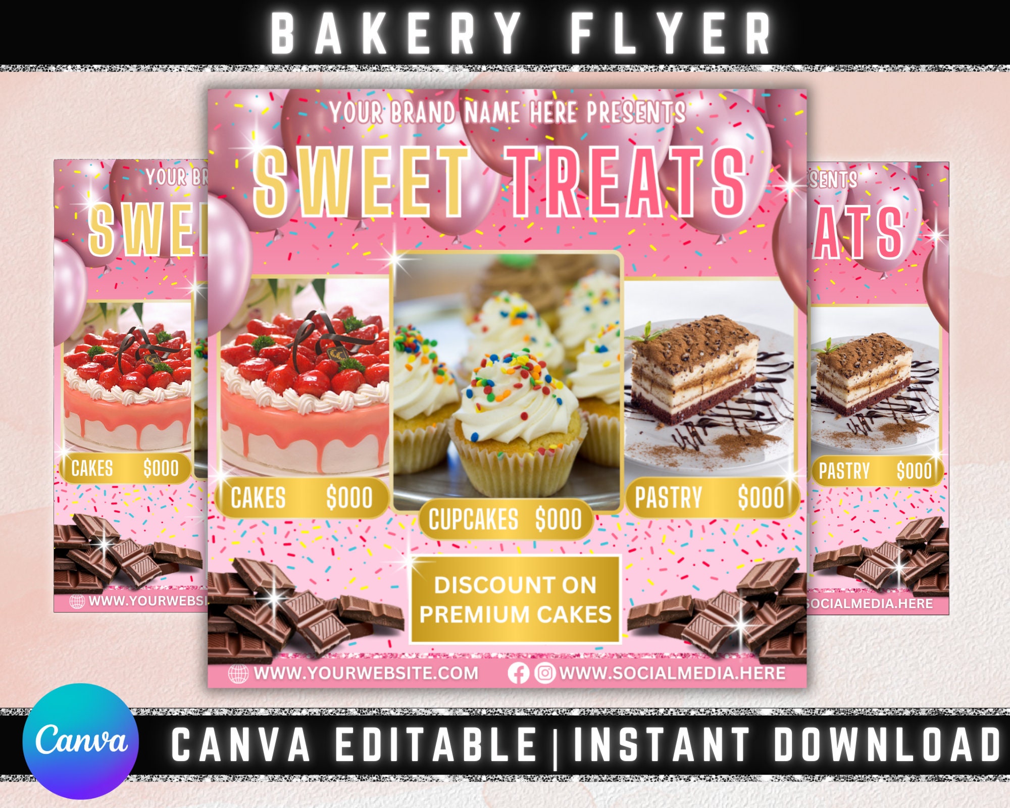 Bakery Flyer, DIY Flyer Template Design, Tasty Pastry Flyer, Sweet ...